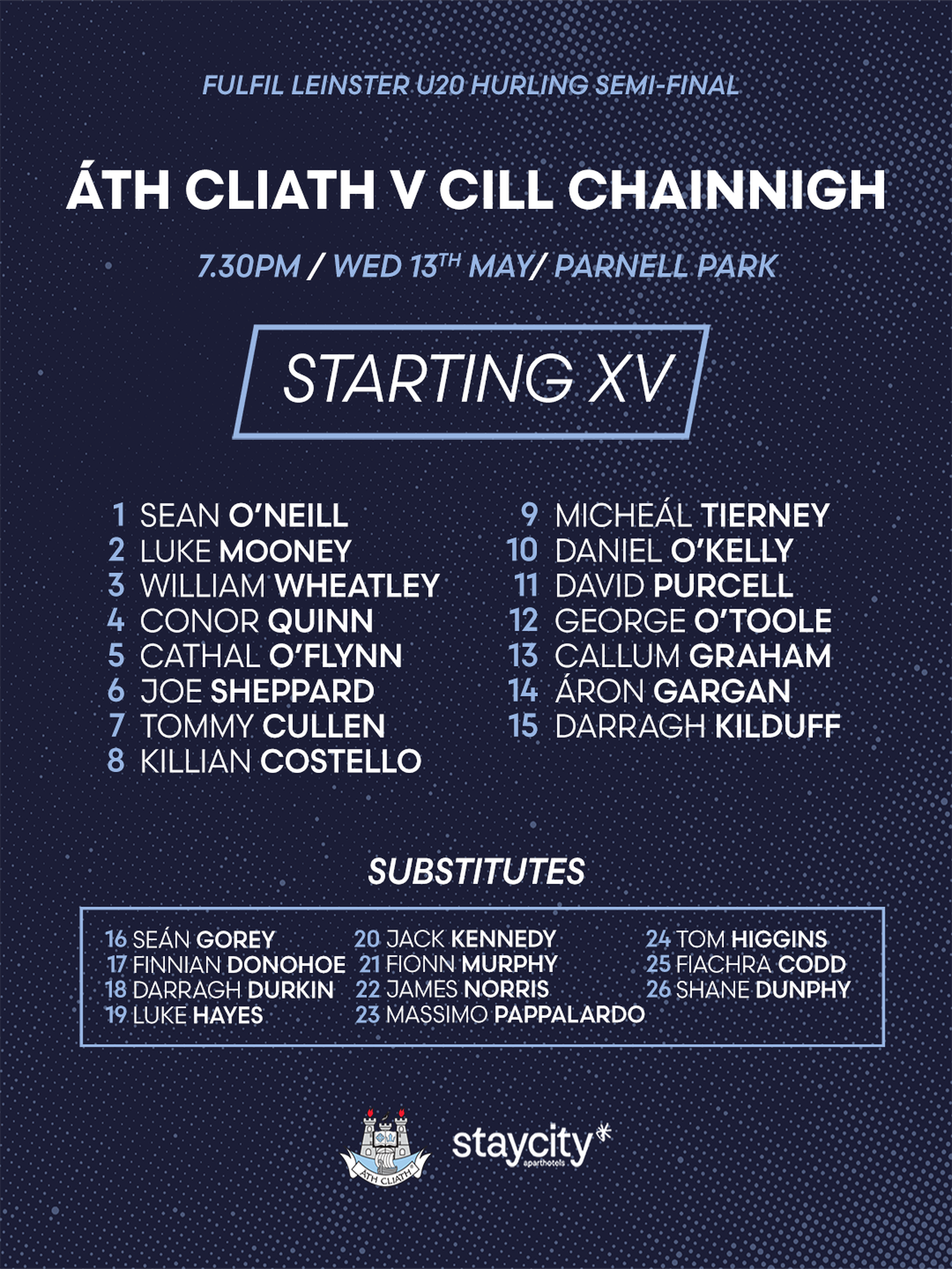 TEAM NEWS: Dublin U20 Hurling Panel | Dublin GAA | Latest News ...
